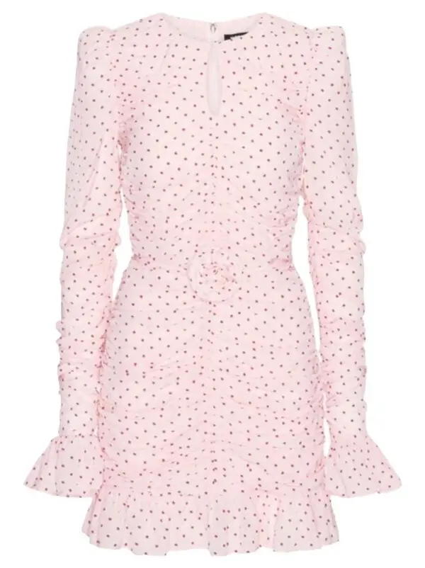 ROTATE BY BIRGER CHRISTENSEN Mini Ruched Floral Print Dress - Pink