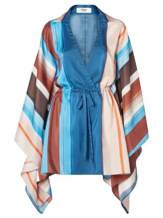 Fendi V-neck Striped Dress - Blue