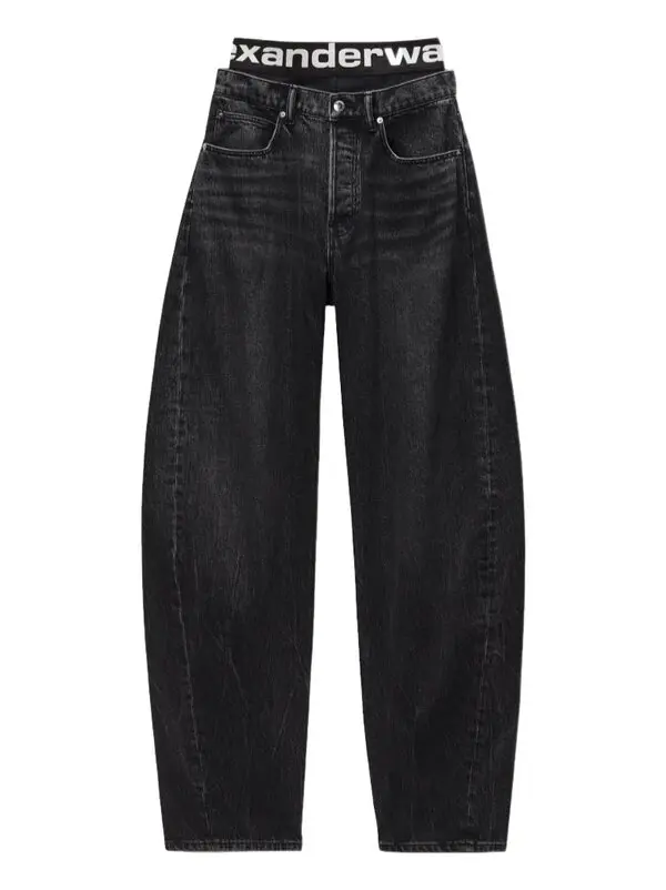 Alexander Wang Blow-up Jeans With Logo Bike Short Waistband - Grey Aged