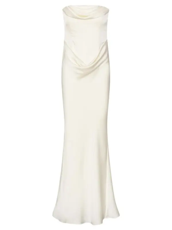 ROTATE BY BIRGER CHRISTENSEN Corsage Strapless Maxi Dress - White