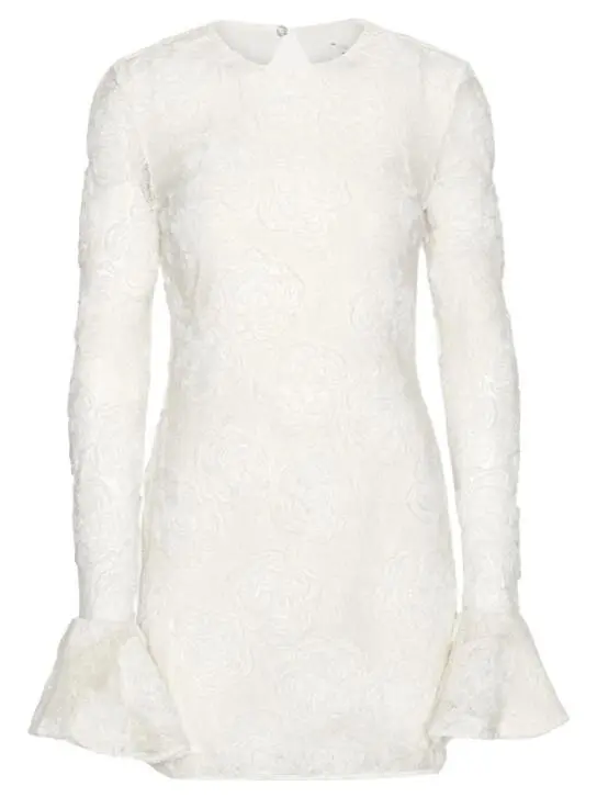 ROTATE BY BIRGER CHRISTENSEN Flower Mesh Mini Dress - White