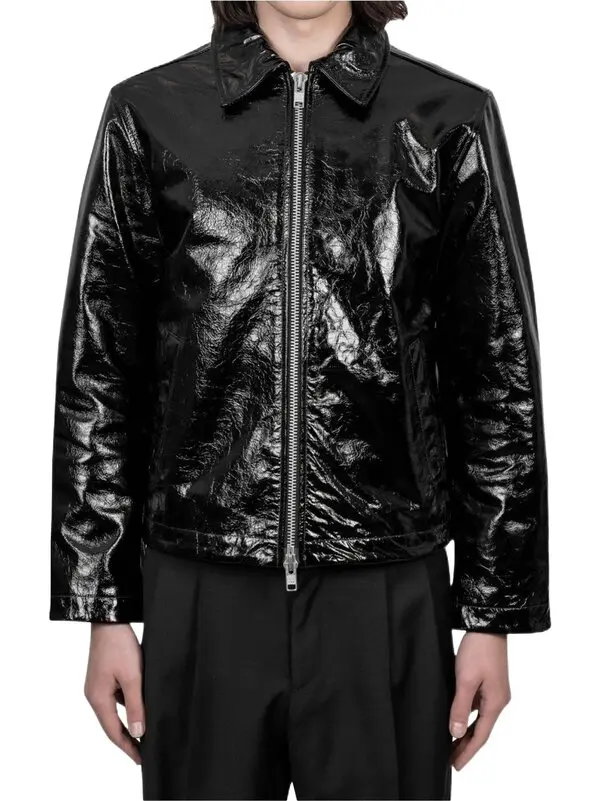 SUNFLOWER Leather Lapel Jacket - Black
