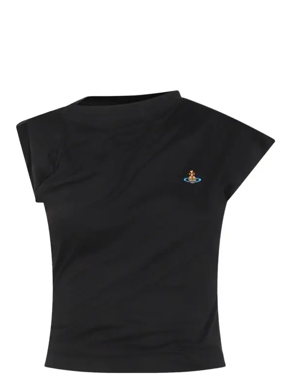 VIVIENNE WESTWOOD Cap Sleeve Top With Orb Logo - Black