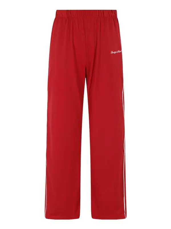 SPORTY  RICH Sporty & Rich Elastic Waist Sports Pants With Side Stripe Detail - Ruby White