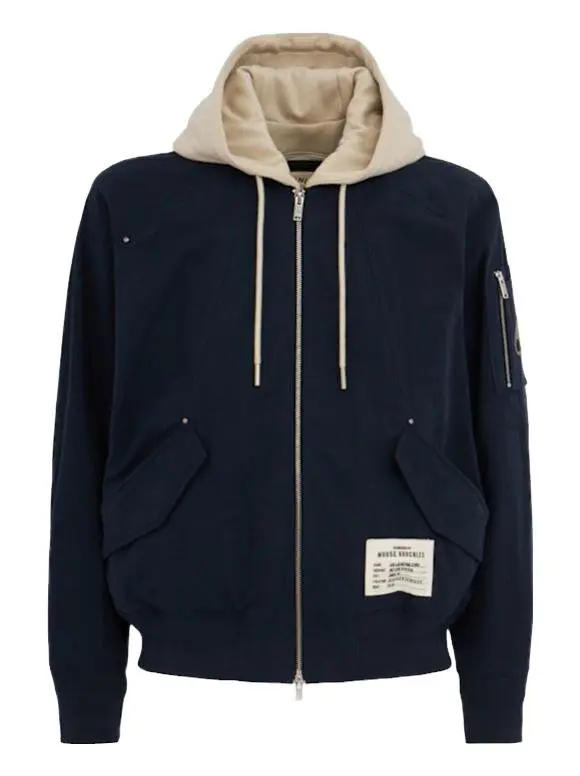 Moose Knuckles Bomber Jacket With Detachable Hood - Black