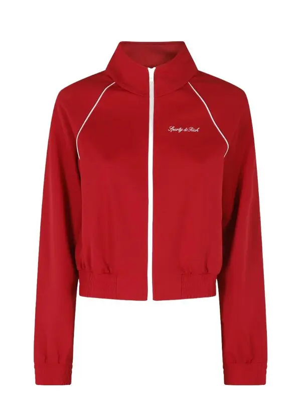SPORTY  RICH Sporty & Rich Long-sleeved Zip-up Sweatshirt - Ruby White
