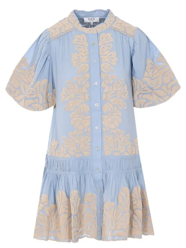 Sea Alexandra Embroidered Mini Dress - Blue