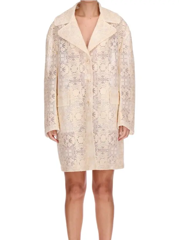 Ermanno Scervino Long Sleeve Embroidered Coat - Nude