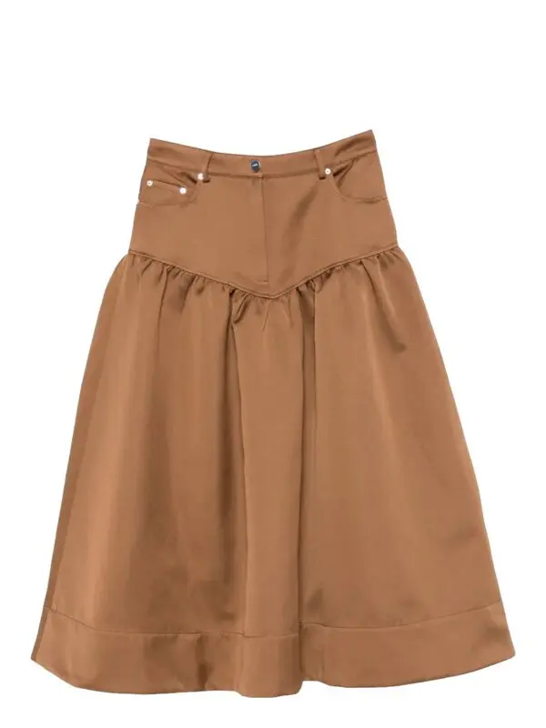 GANNI Gathered Yoke Skirt - Brown