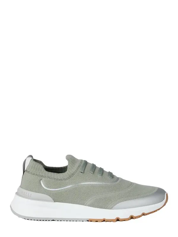 Brunello Cucinelli Knit Lace-up Sneakers - Olive