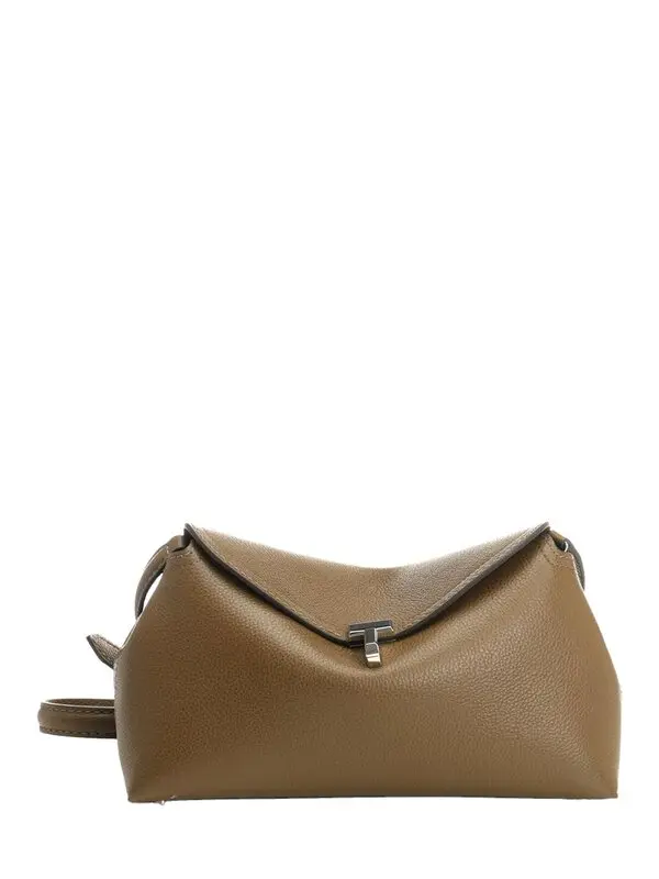 TOTEME T-lock Hammered Leather Clutch Bag - Brown