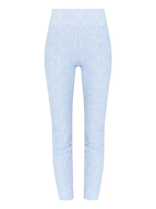 LoveShackFancy Kimi High-rise Performance Trousers With Bow Print - Blue
