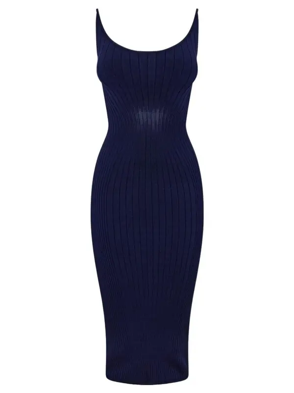 MUGLER Sculpting Knit Dress - Midnight Blue