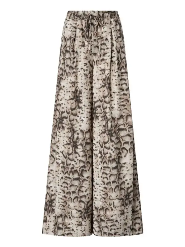 Pinko Printed Wide-leg Trousers - Multicolored Beige-black