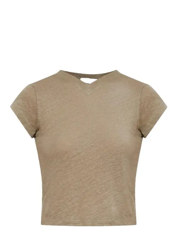 IRO PARIS Short-sleeved V-neck T-shirt - Nude
