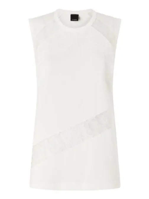 Pinko Molly Sleeveless Lace Detail Top - White