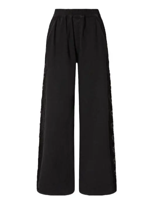 Pinko Lace Detail Wide Leg Trousers - Black