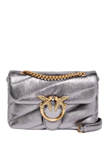 Pinko Quilted Chain Crossbody Bag - Grey