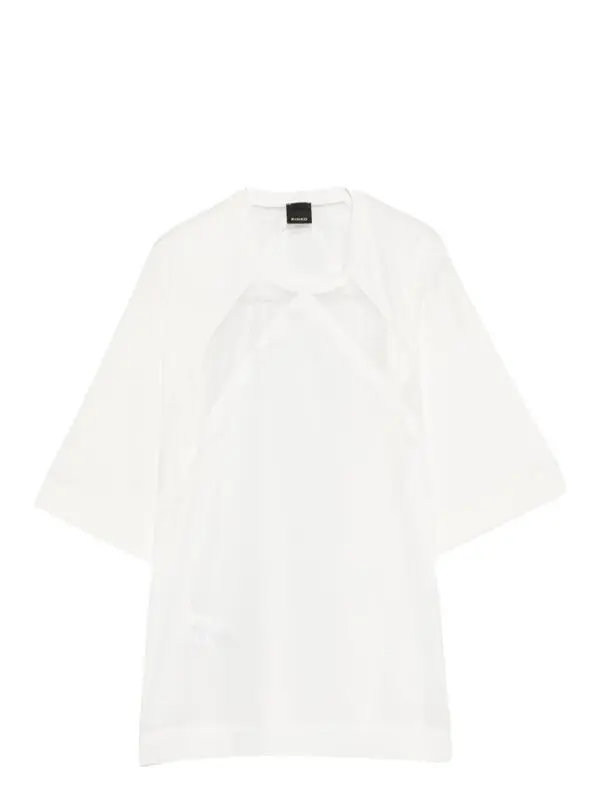 Pinko Crewneck T-shirt With Asymmetric Details - White