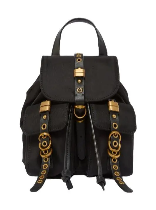 Pinko Drawstring Detailed Small Backpack - Black