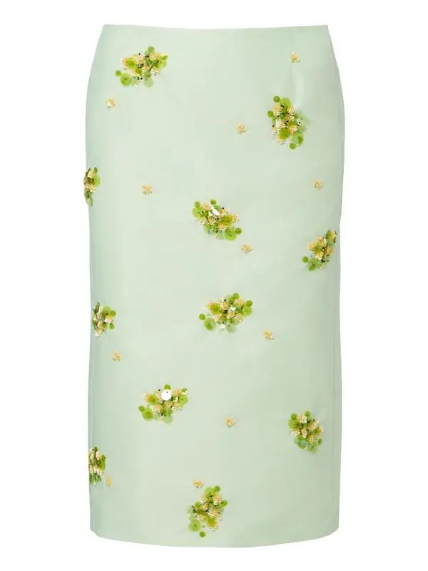 SHUSHU/TONG Sequined Midi Skirt In Mint - Green