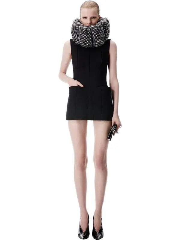Alexander Wang Bonded Mini Dress With Front Vent - Black