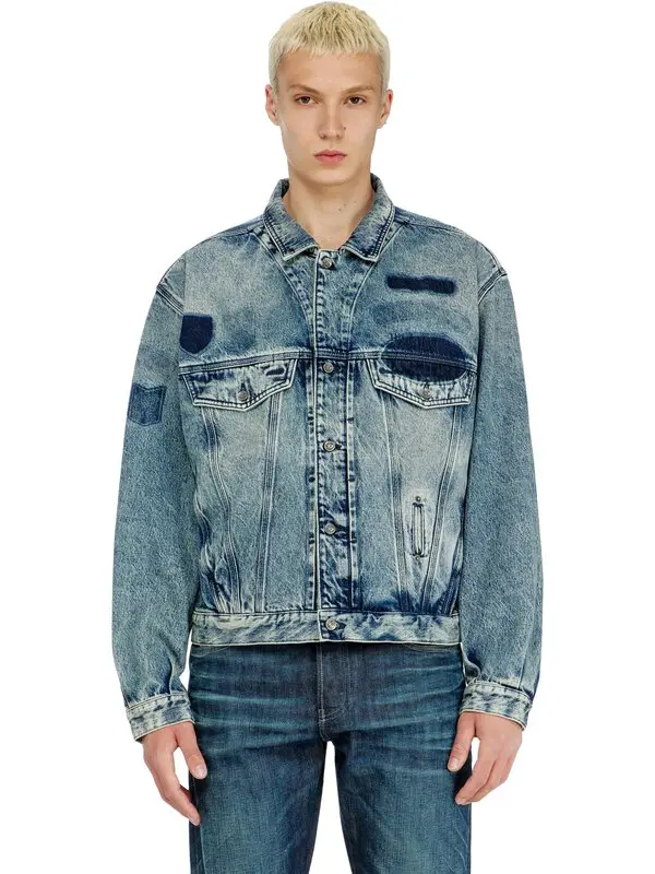 DIESEL® Distressed Patch Trucker Jacket - Blue