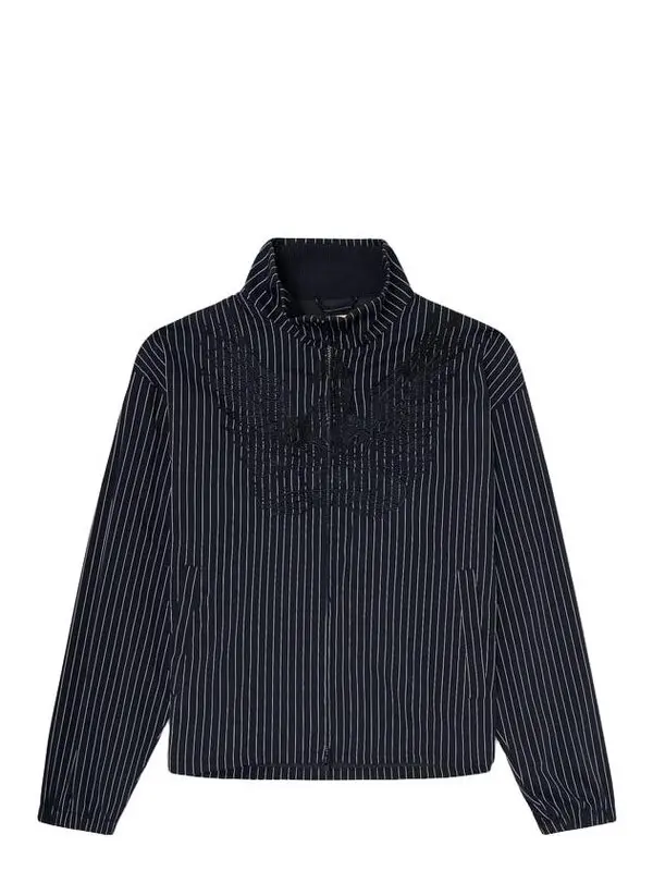 DIESEL® Pinstripe Jacket With Phoenix Embroidery - Black