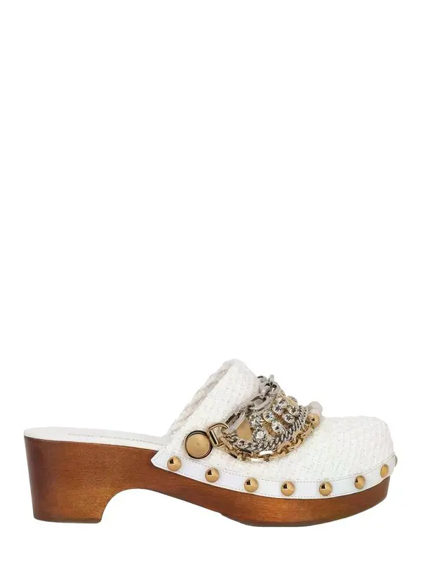Dolce & Gabbana Embellished Clog Mules - White