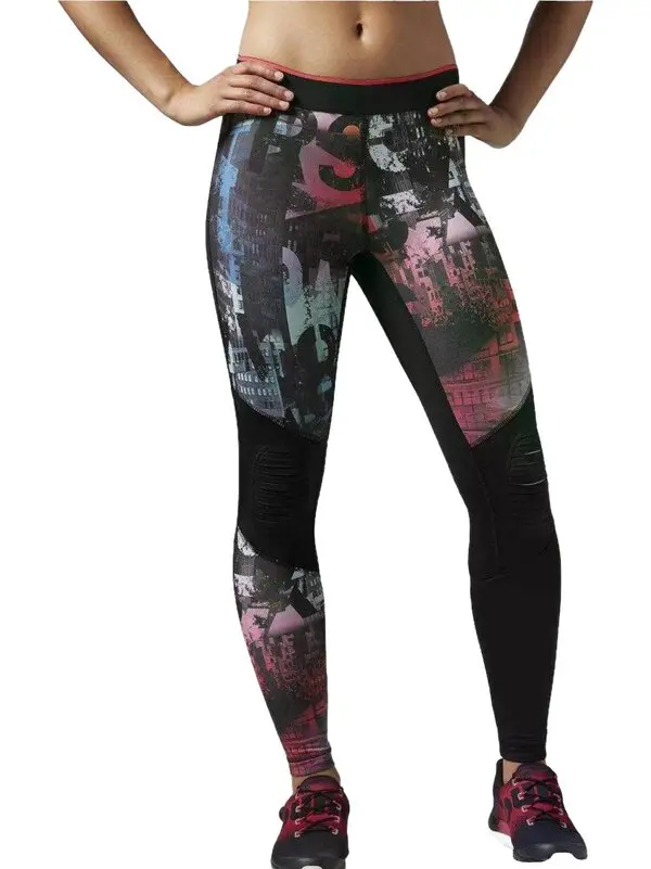 REEBOK One Series Zone Graphic-print Leggings - Black