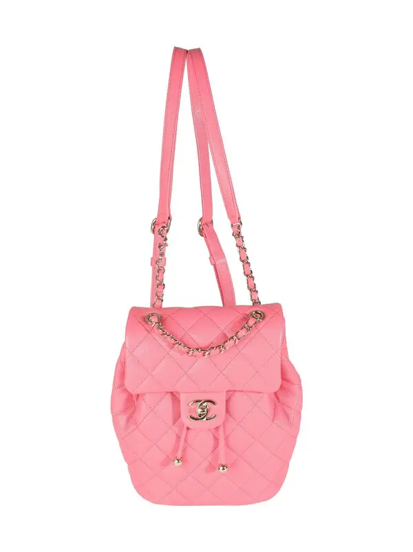 Chanel Quilted Caviar Drawstring Backpack Handbag - Pink