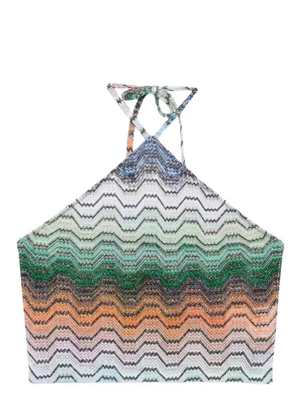 Missoni Zigzag Knit Halterneck Top - Green