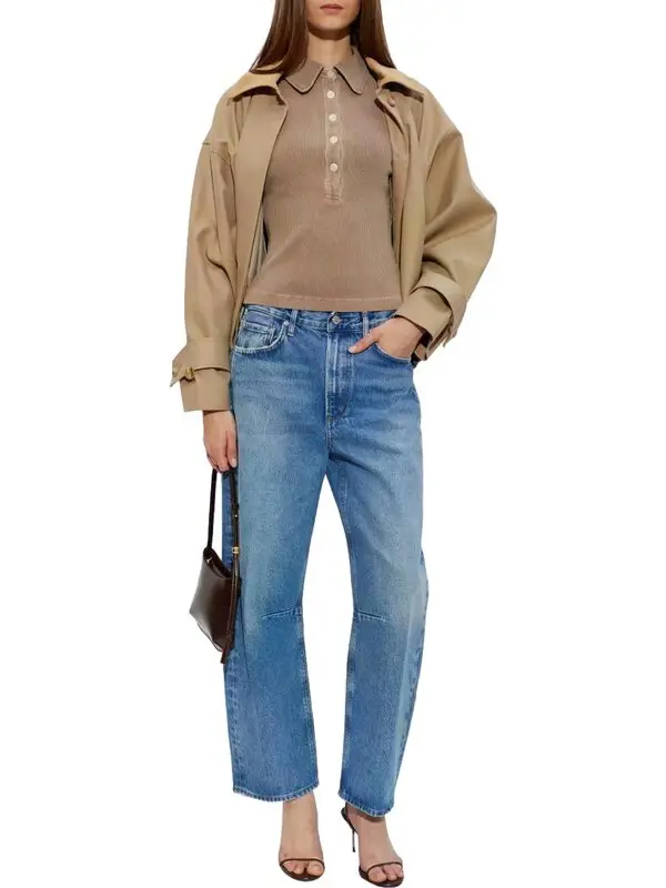 Citizens Of Humanity Brea 60 Ribbed Long-sleeve Polo Top - Neutrals