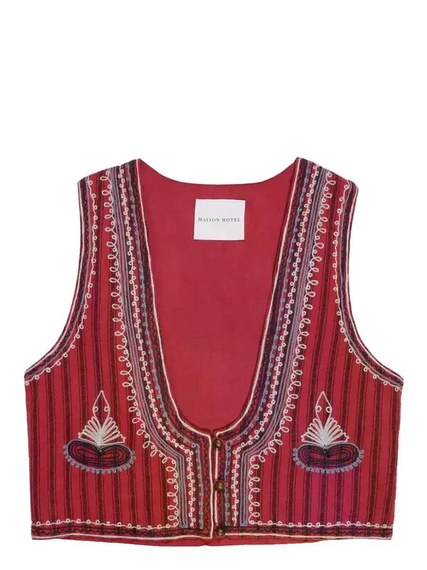 MAISON HOTEL Petra Embroidered Vest - Red