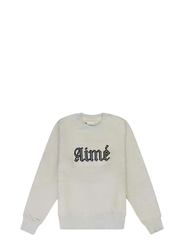 Aimé Leon Dore Houndstooth Appliqué Crew Neck Sweater - Neutrals