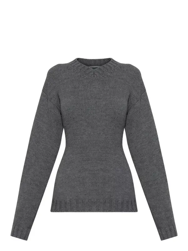JIL SANDER Ribbed-knit V-neck Sweater - Grey