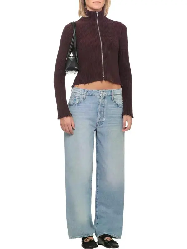 MAISON MARGIELA Frayed-hem Zip-fastening Cardigan - Brown