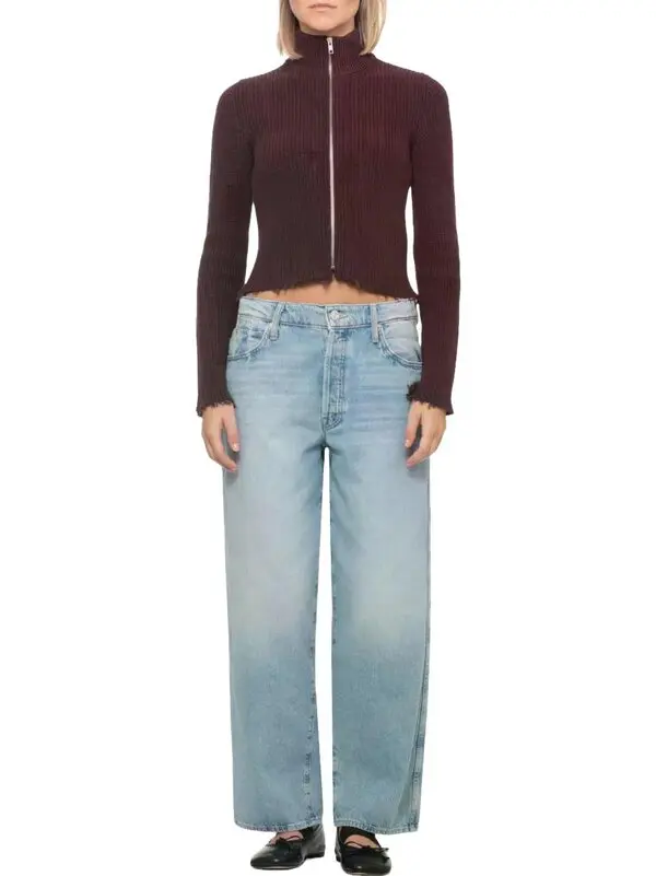 MAISON MARGIELA Frayed-hem Zip-fastening Cardigan - Brown