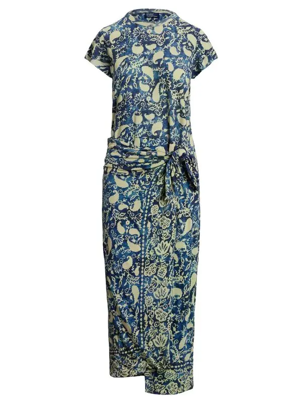 Polo Ralph Lauren Indigo Graphic Print Asymmetric Hem Dress - Blue