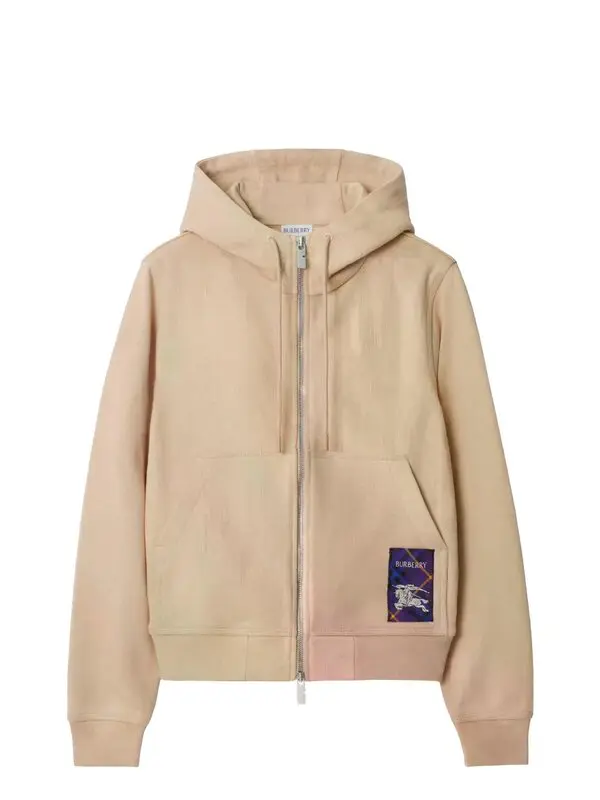 Burberry Check-label Cotton Hoodie - Neutrals