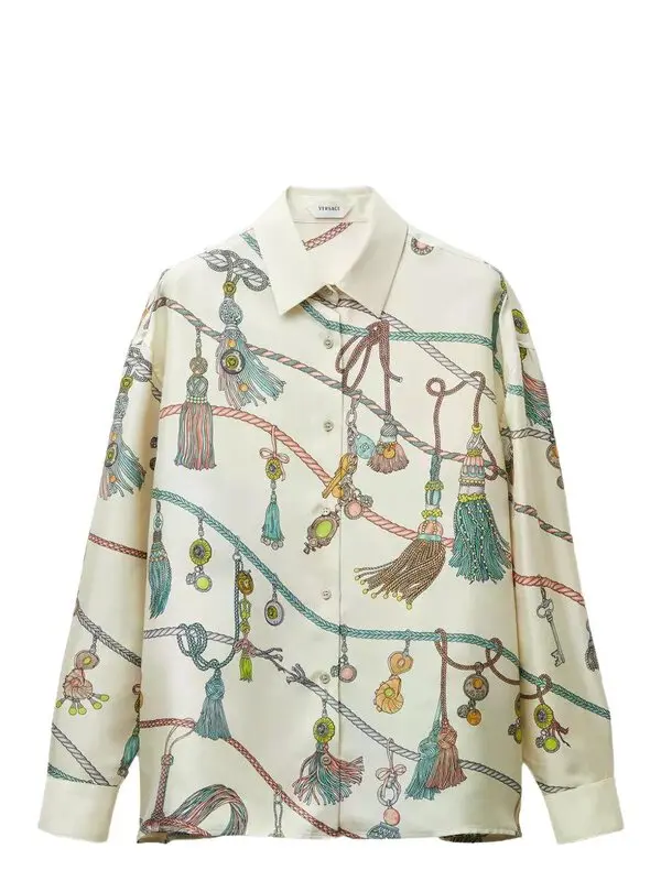 Versace Printed Silk Twill Shirt - Neutrals