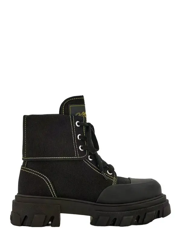 GANNI Contrast Stitch Combat Boots - Black