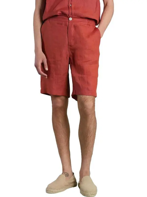 Alpha Studio Elasticated Linen Shorts - Red