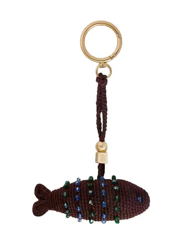 Sandro Fish-shape Crochet Bag Charm - Brown
