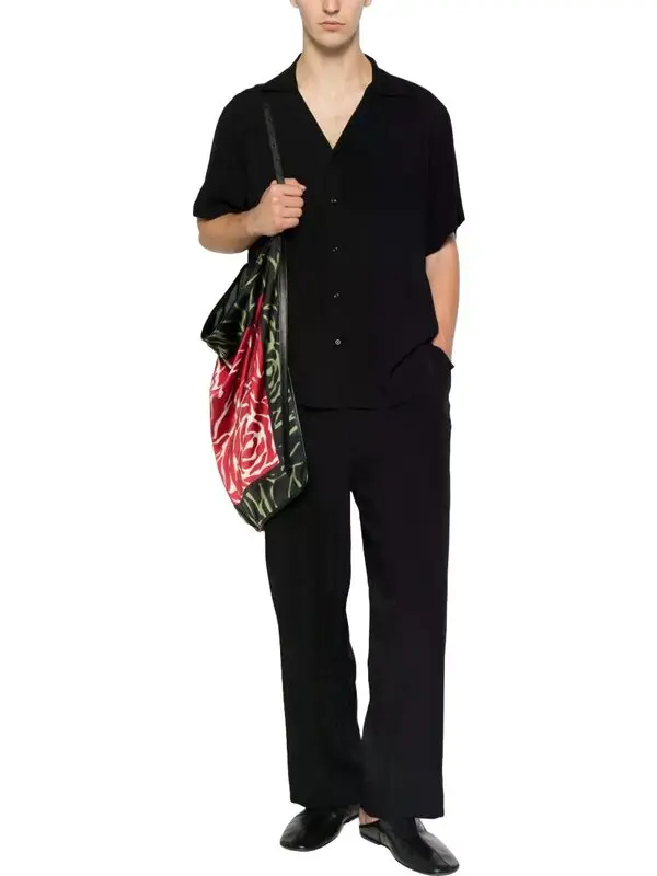 MARSEM Short-sleeve Camp-collar Shirt - Black