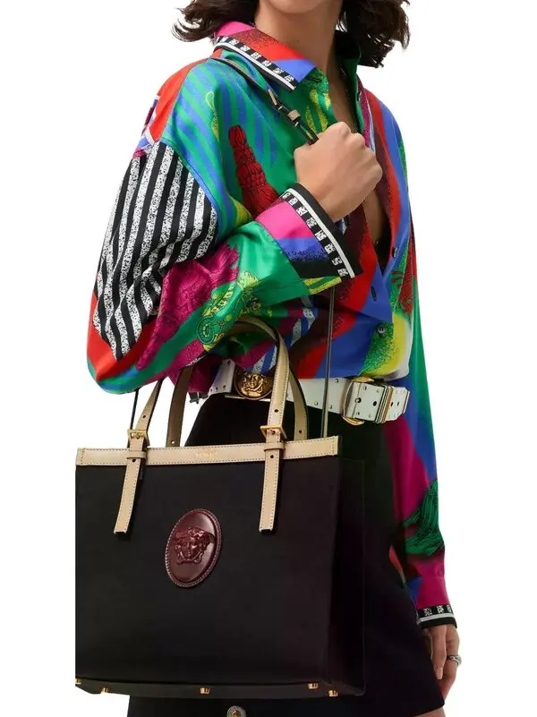 Versace Rivière Canvas Tote - Black