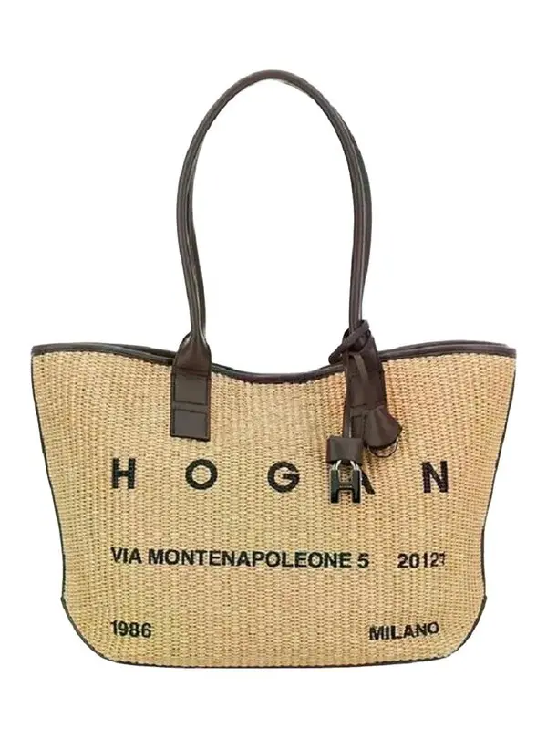 Hogan Logo-print Woven Tote Bag - Neutrals