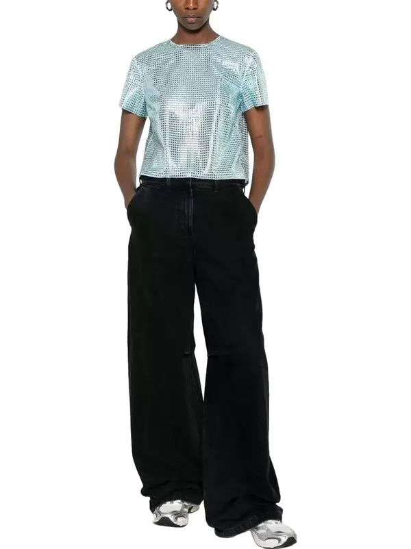 Casablanca Embellished Crewneck Top - Blue