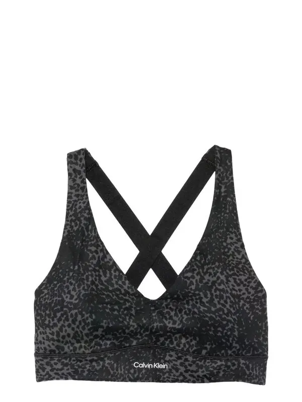 Calvin Klein Leopard-print Sports Bra - Black
