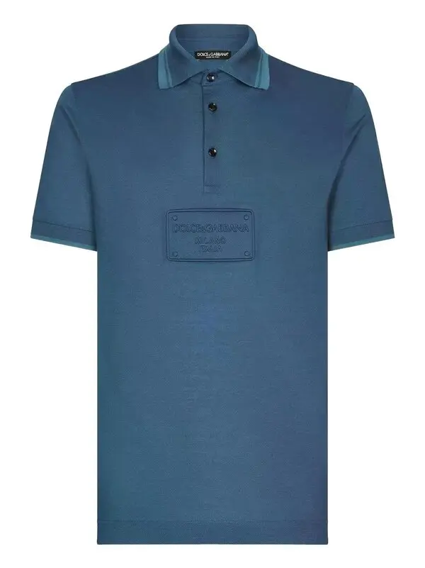 Dolce & Gabbana Embroidered-logo Polo Shirt - Blue
